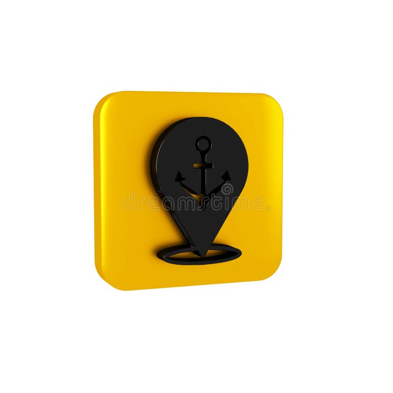 Black Map Pointer with Anchor Icon Isolated on Transparent Background ... Black Map Pointer with Anchor Icon Isolated on Transparent Background ...