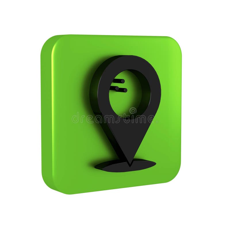 Black Map Pointer with Bowling Ball Icon Isolated on Transparent ...