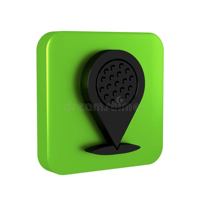 Black Map Pointer with Golf Sport Club Icon Isolated on Transparent ...
