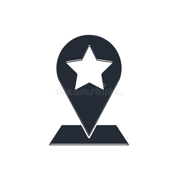 Black Map Pointer with Star Icon Isolated on White Background. Star Favorite Pin Map Icon. Map ...