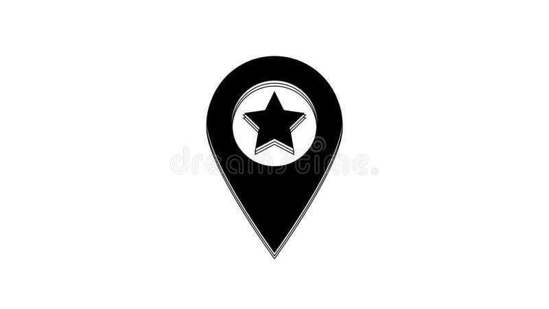 Black Map Pointer with Star Icon Isolated on White Background. Star ...