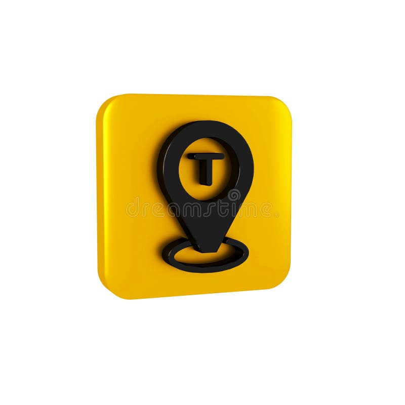 Black Map Pointer with Taxi Car Icon Isolated on Transparent Background ...
