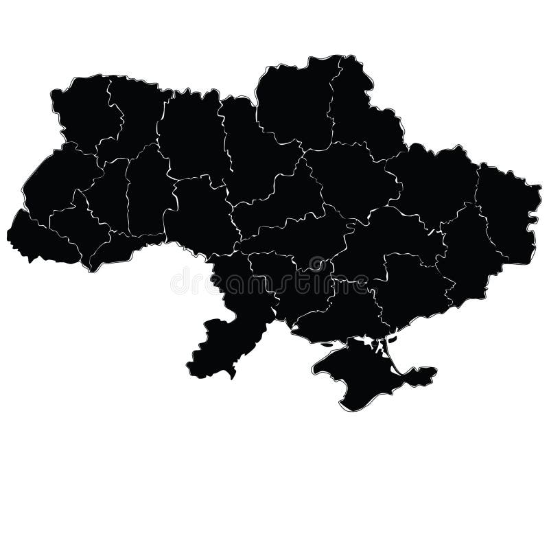 Black Map with Regions of Ukraine. Raster Stock Illustration ...