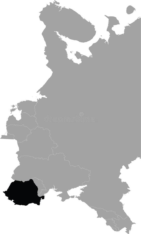 Black Map of Romania on Gray Europe Map Stock Vector - Illustration of ...