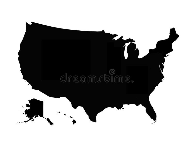 Black map of USA stock illustration. Illustration of silhouette - 50269381