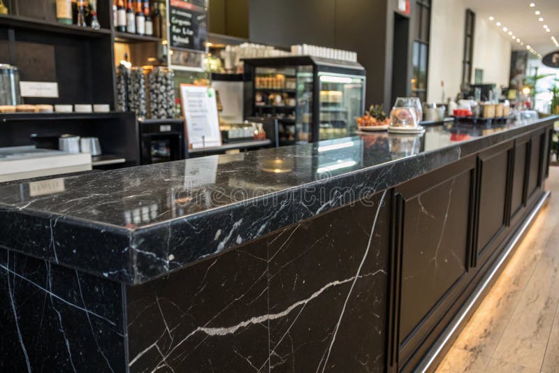 Black Marble Bar Countertop with Empty Space Stock Illustration ...