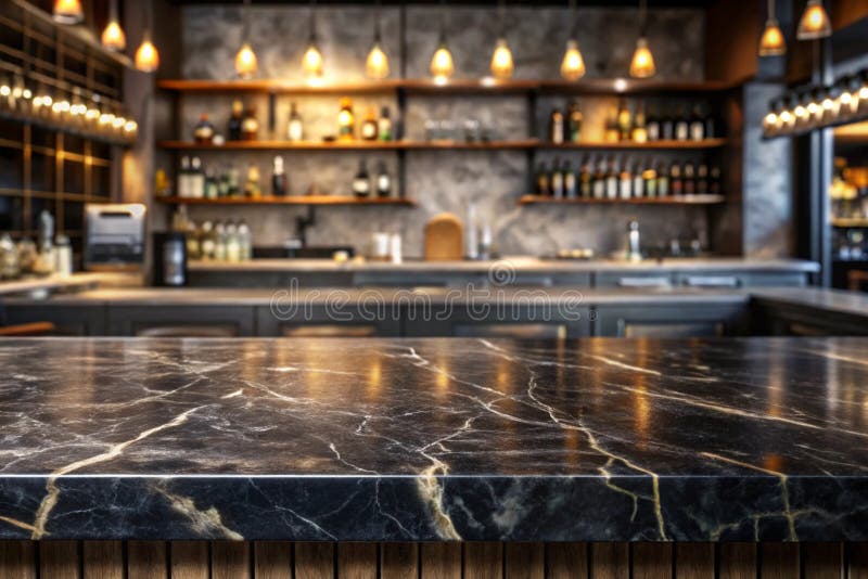 Black Marble Bar Countertop for Product Placement Stock Illustration ...