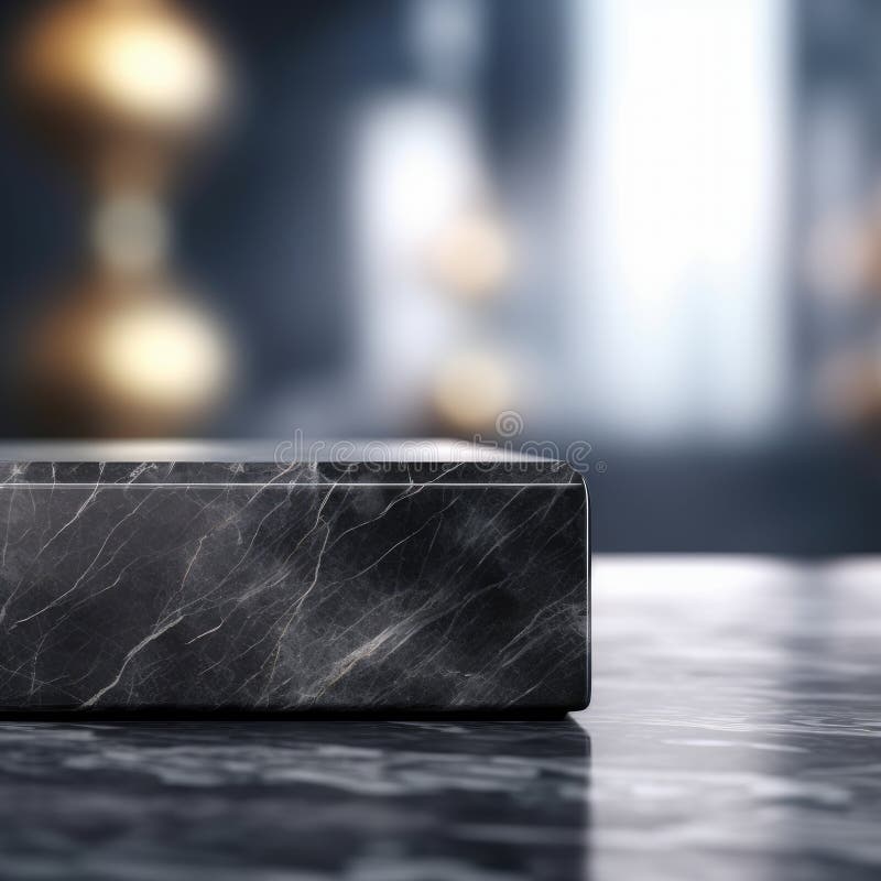 Black Marble Box Sitting on Top of a Marble Table Stock Illustration ...