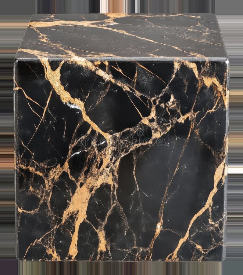Black Marble Cube with Gold Veins, Elegant Design. Modern Minimalism ...