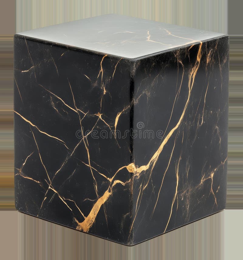 Black Marble Cube with Golden Veins, Elegant Simplicity. Interior Decor ...