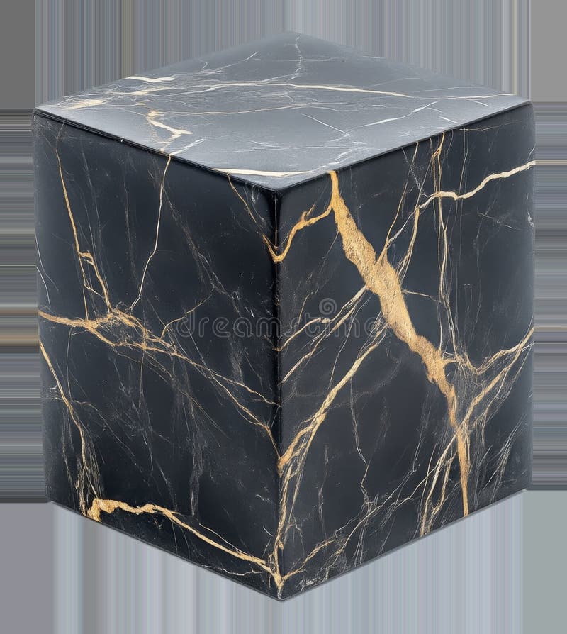 Black Marble Cube with Golden Veins, Luxury Design Element. Elegant and ...