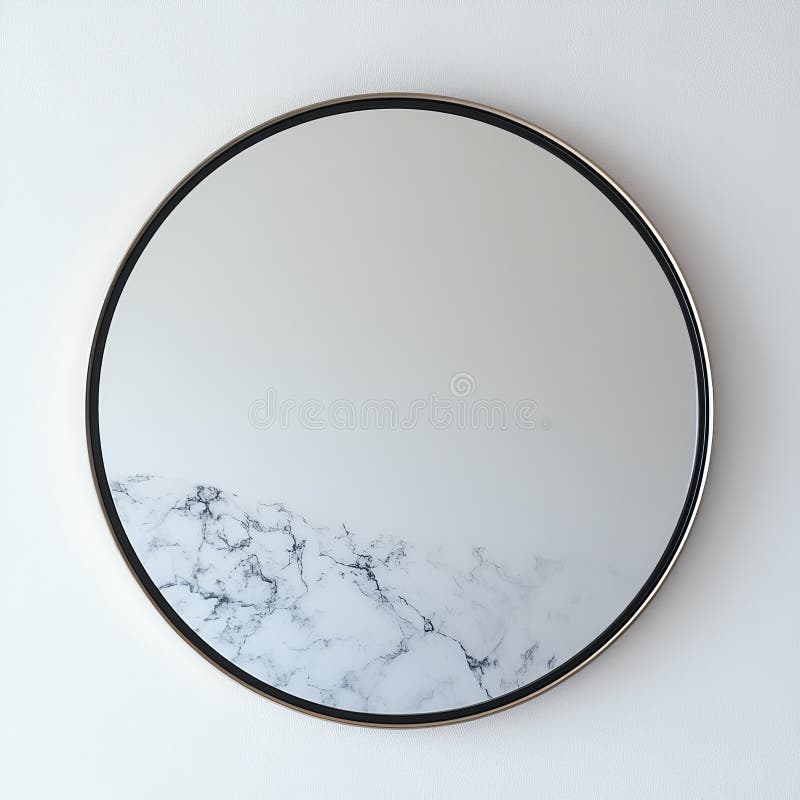 Black Marble Decorated Round Mirror Transparent Image Stock Image ...