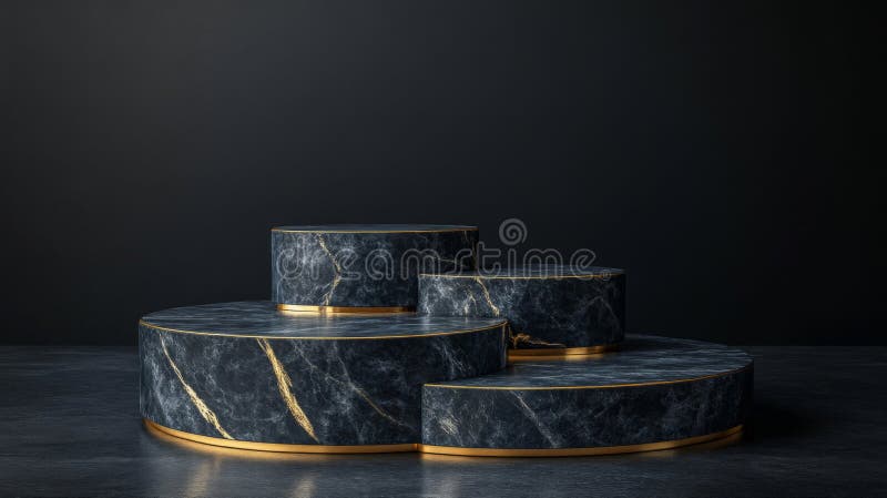 Black Marble and Gold Cylindrical Display Platforms Stock Illustration ...