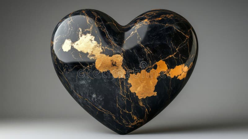 Black Marble Heart with Gold Veining Design Stock Illustration ...