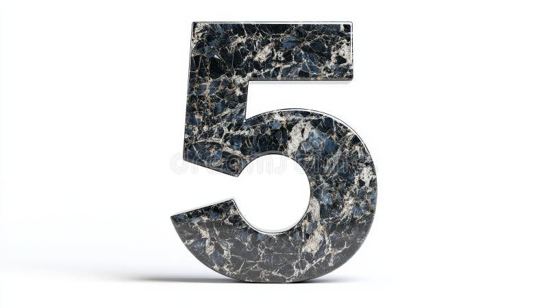 A Black Marble with the Number Five on a White Background Symbolizing a ...