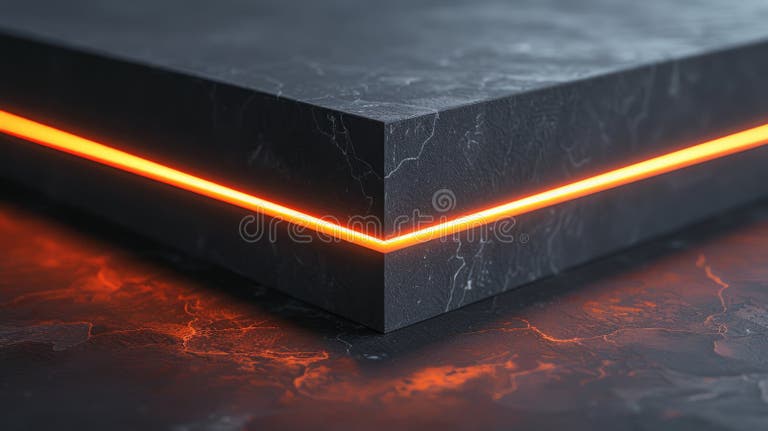 Black Marble Slab with Orange Neon Light Stock Photo - Image of modern ...