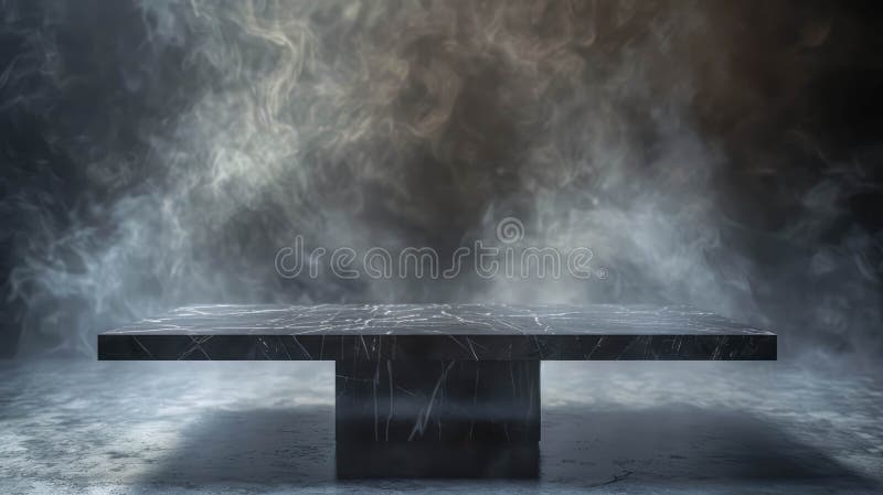 Black Marble Table in a Empty Room with Smoke. Table Template Stock ...