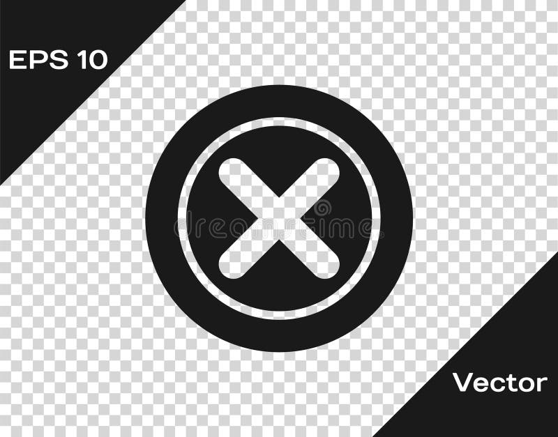 Black X Mark, Cross in Circle Icon Isolated on Transparent Background ...