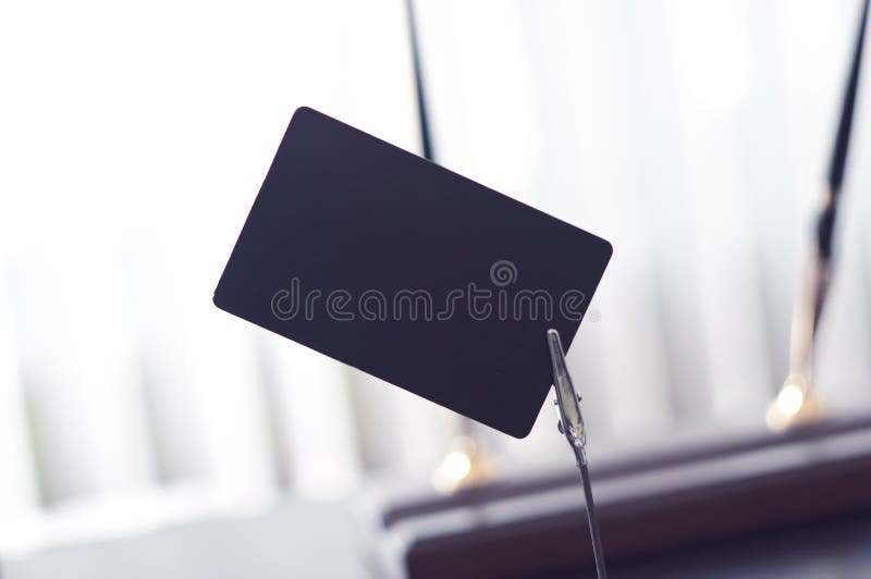 Black Mark for Label Standing on a Table. Stock Image - Image of ...