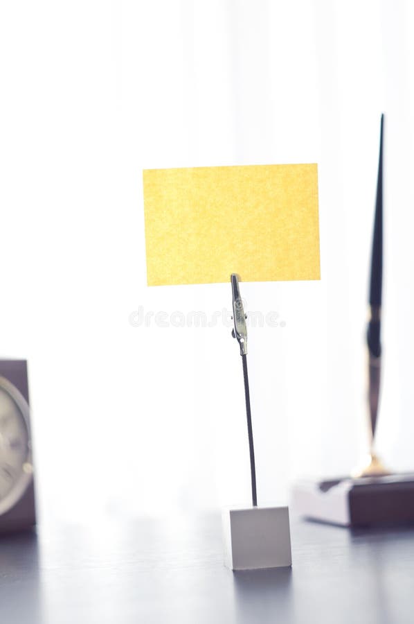Black Mark for Label Standing on a Table. Stock Image - Image of diary ...