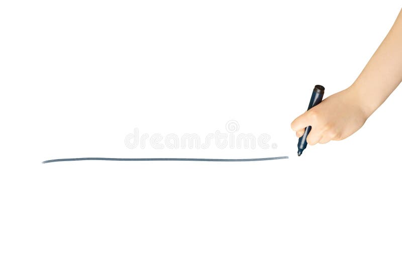 Black Marker in Hand Drawing Straight Line Stock Image - Image of ...