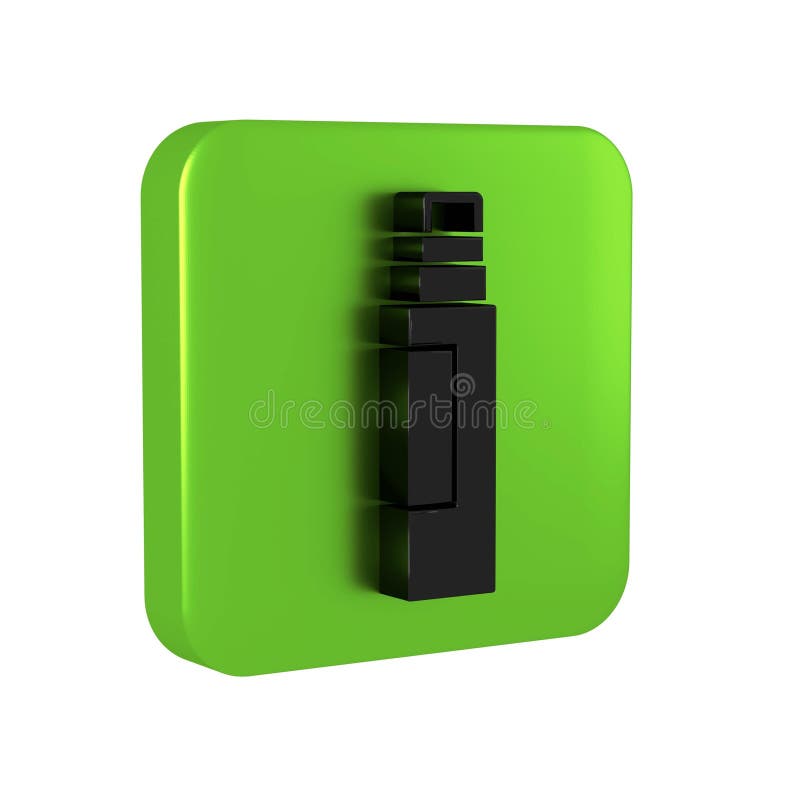 Black Marker Pen Icon Isolated on Transparent Background. Green Square ...