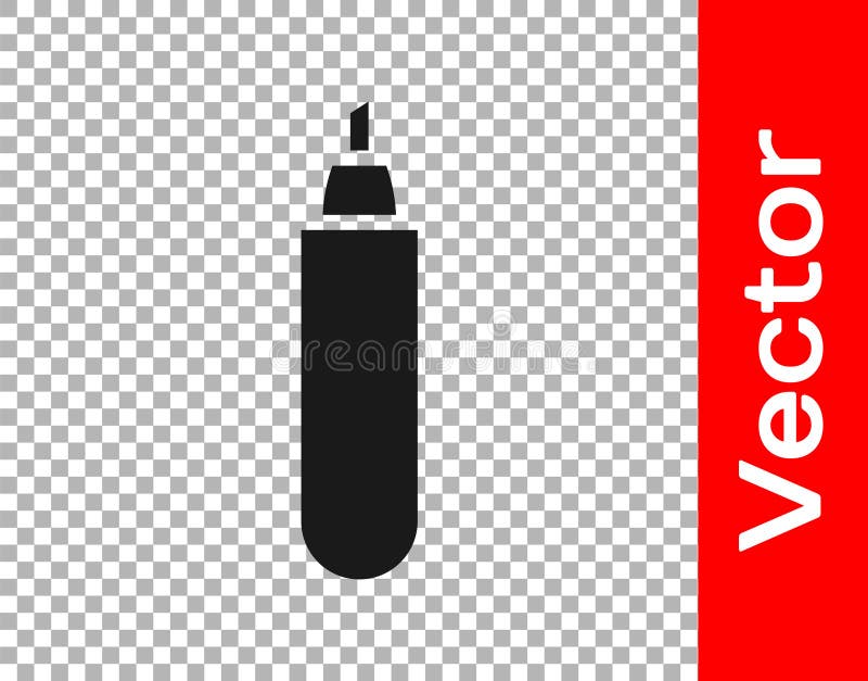 Black Marker Pen Icon Isolated on Transparent Background. Vector Stock ...