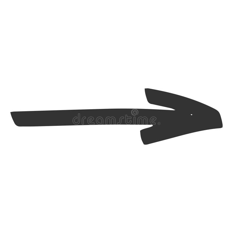 Black Marker or Pencil Straight Arrow Symbol, Vector Handwritten ...