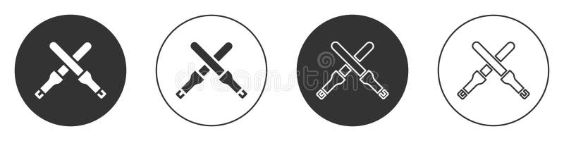 Set Marshalling Wands for the Aircraft Icon Isolated on Black and White ...
