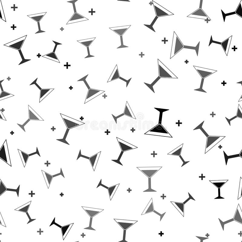 Black Martini Glass Icon Isolated Seamless Pattern on White Background ... Black Martini Glass Icon Isolated Seamless Pattern on White Background ...