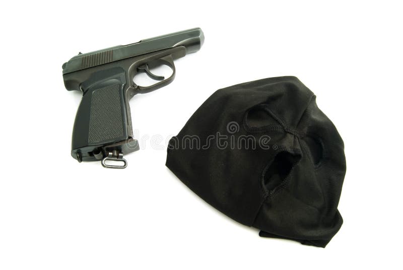 Black mask and gun stock photo. Image of gunshot, security - 71293084