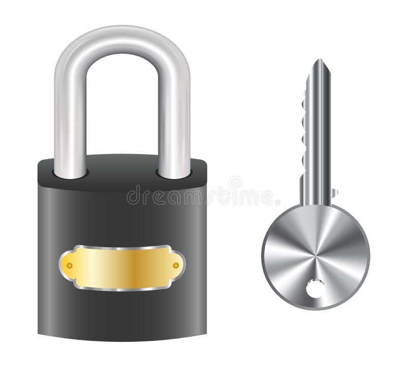 Black Master Key Lock and Steel Key Stock Vector - Illustration of ...