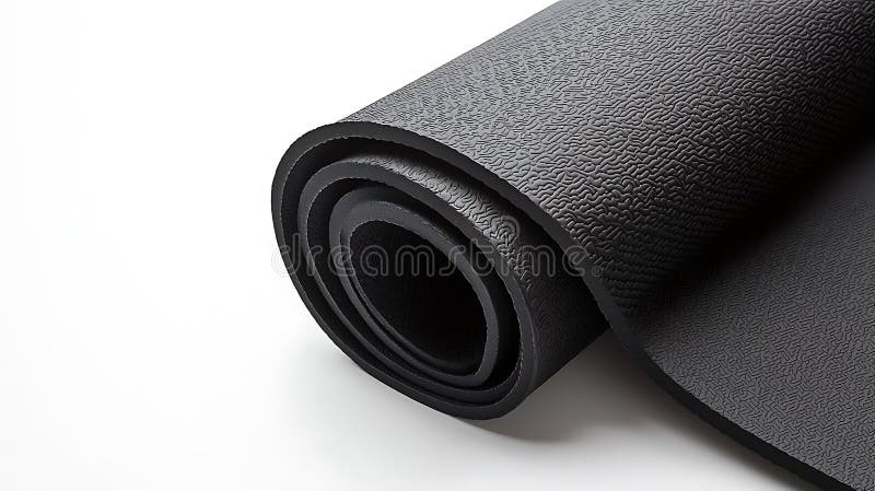 A Black Mat is Rolled Up and Has a Shiny Surface Stock Image - Image of ...