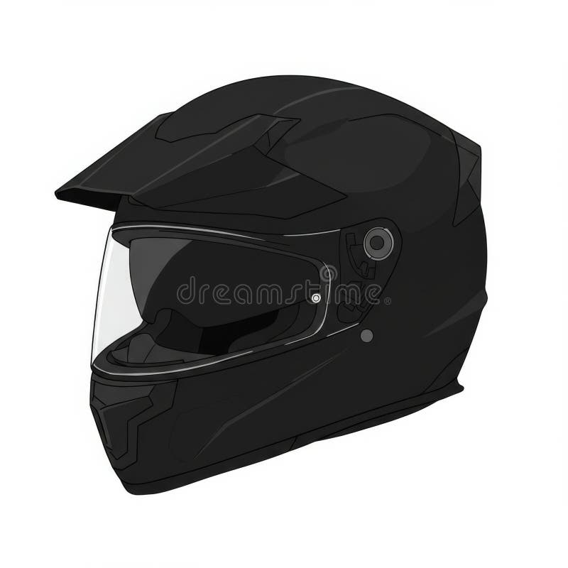 Black Matte Full Face Motorcycle Helmet Stock Illustration ...