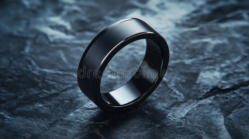 Black Matte Mens Ring on Dark Textured Surface Stock Illustration ...