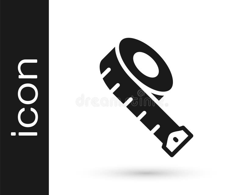 Black Measuring Tape Icon Isolated on White Background. Tape Measure ...