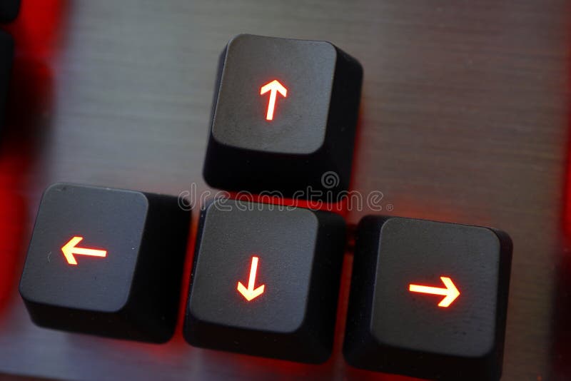 Black Mechanical Keyboard Buttons with Red Illumination Stock Photo ...