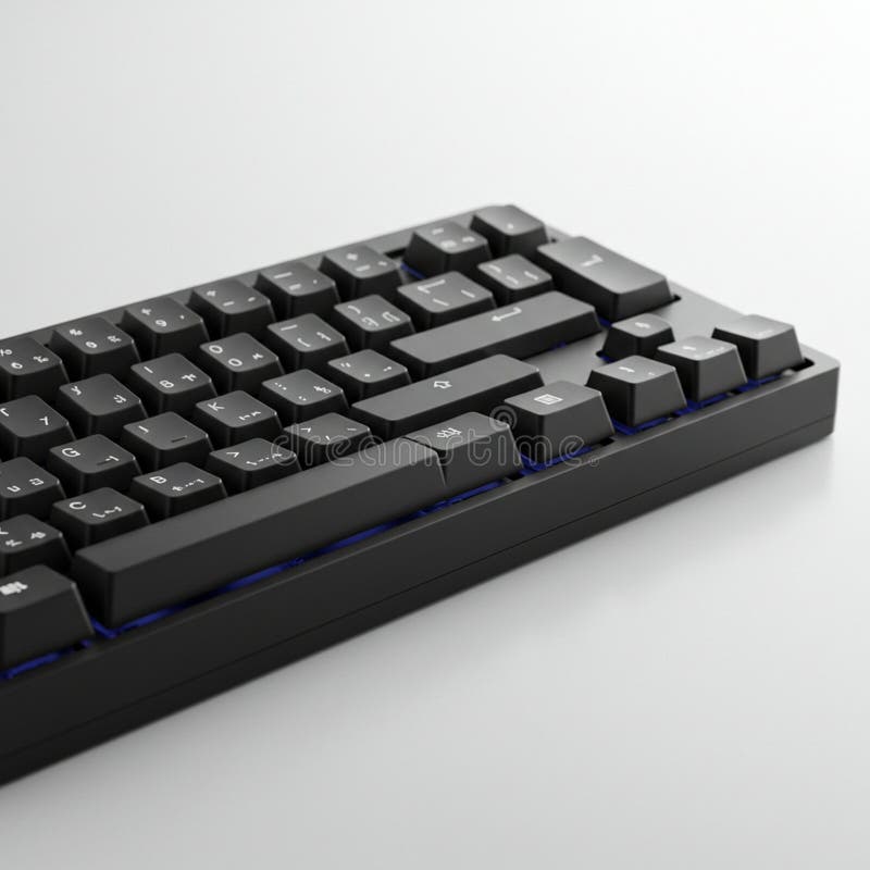 Black Mechanical Keyboard Featuring a Compact Design with Raised Keys ...