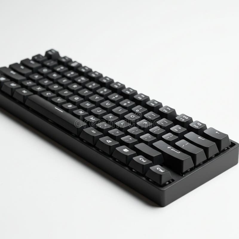 Black Mechanical Keyboard on a Light Gray Surface. Compact Design with ...