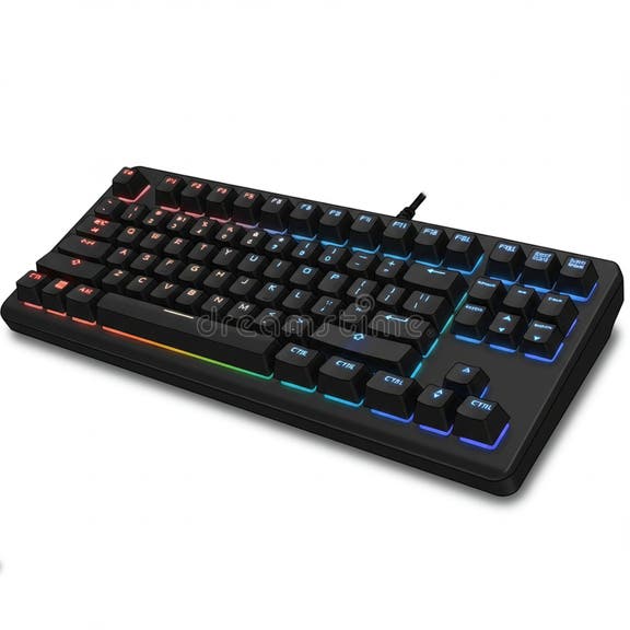 Black Mechanical Keyboard with RGB Backlighting, Featuring a Standard ...
