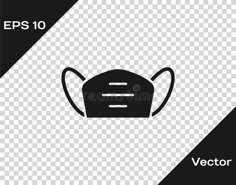 Black Medical Protective Mask Icon Isolated on Transparent Background ...