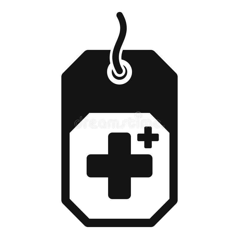 Black Medical Tag Icon Showing a Plus Sign Stock Illustration ...