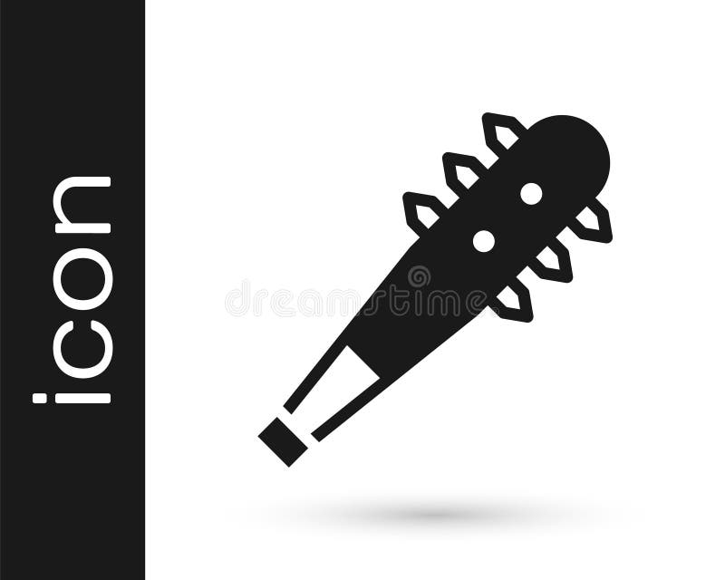 Black Medieval Chained Mace Ball Icon Isolated on White Background ... Black Medieval Chained Mace Ball Icon Isolated on White Background ...