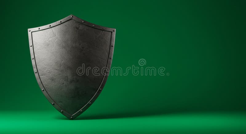 A Black, Medieval-style Shield with a Matte Finish Stands Against a ...