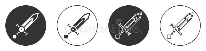 Set Medieval Sword Icon Isolated on Black and White Background ...