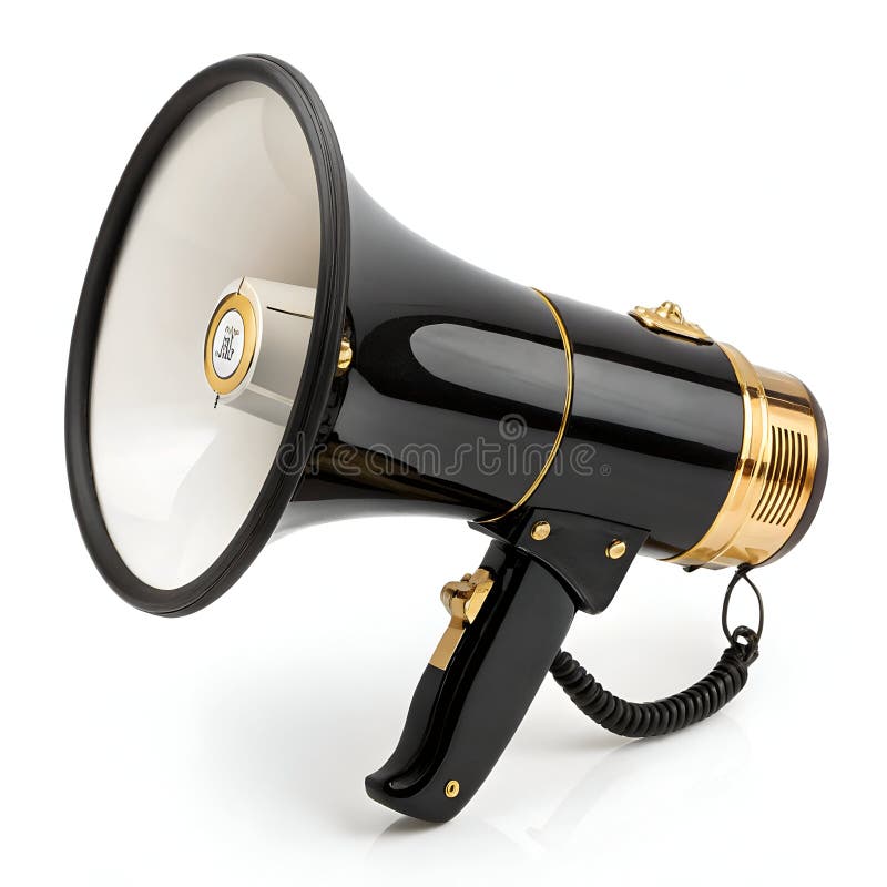 Black Megaphone with Gold Elements Stock Illustration - Illustration of ...