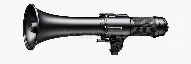 Black Megaphone Intricate Detailing on Clean White Background ...