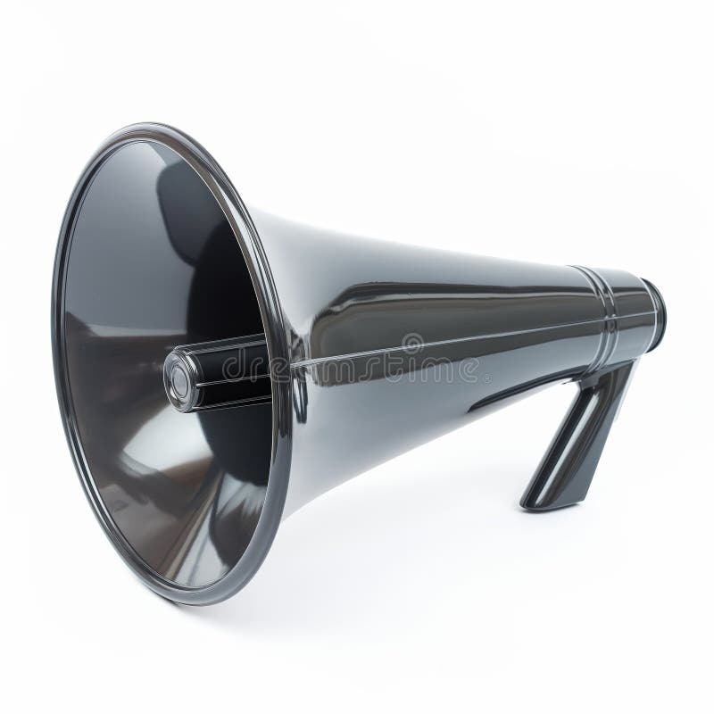 Black Megaphone on White Background Stock Photo - Image of white, alert ...