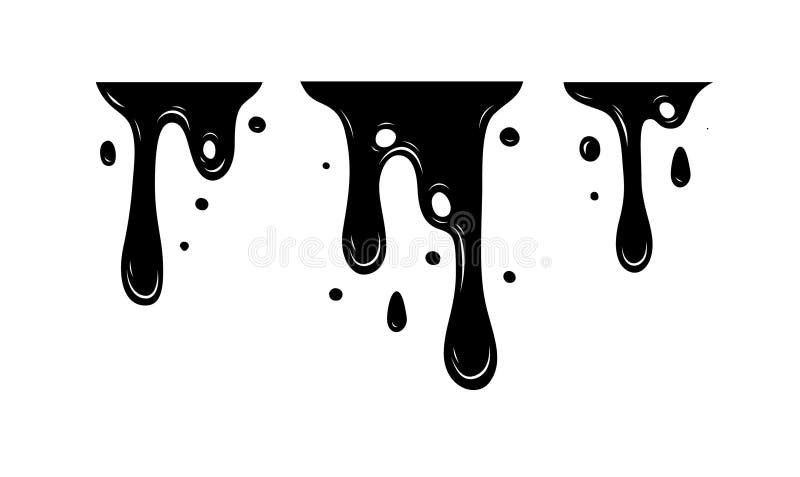 Black Melting Paint Abstract Liquid Vector Element. Borders and Drips ...