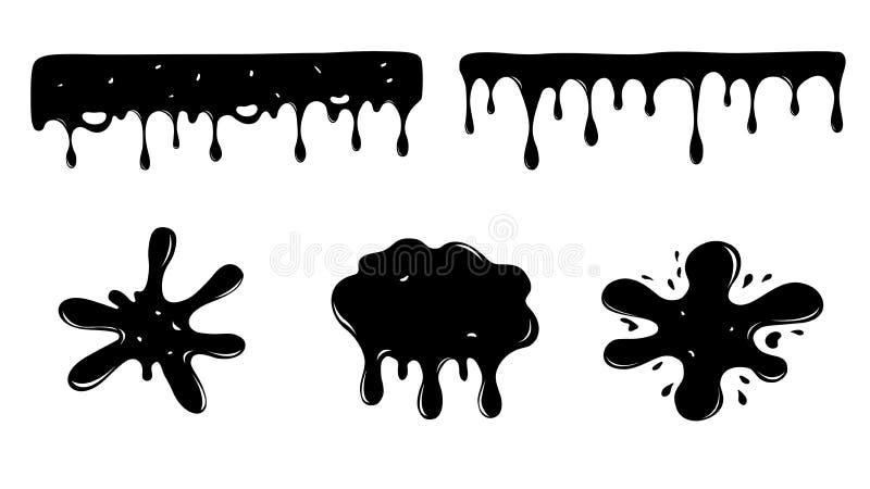 Black Melting Paint.Current Paint, Stains. Vector Black Melting Paint ...
